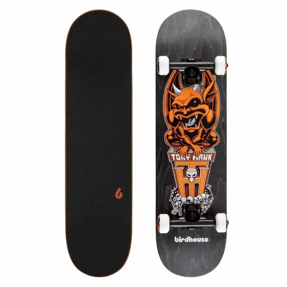 DECATHLON скейтборд Birdhouse Stage 3 Hawk Gargoyle, черный с оранжевым, 8.125", длина 80 см, макс. нагрузка 80 кг