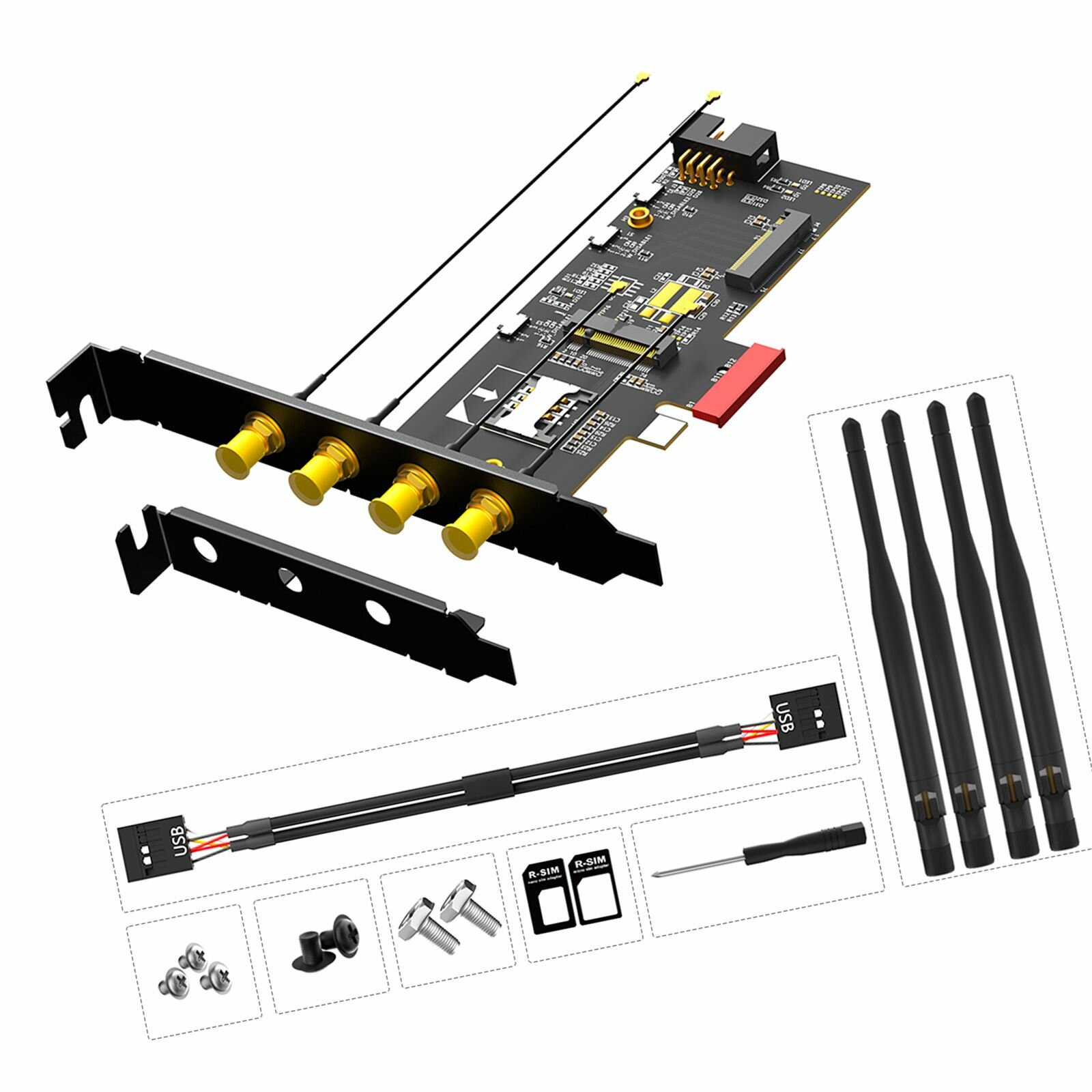 Адаптер PCIE 1X для M2 WiFi карты с поддержкой 6, 5G и скоростью передачи данных до 2400 Мбит/с