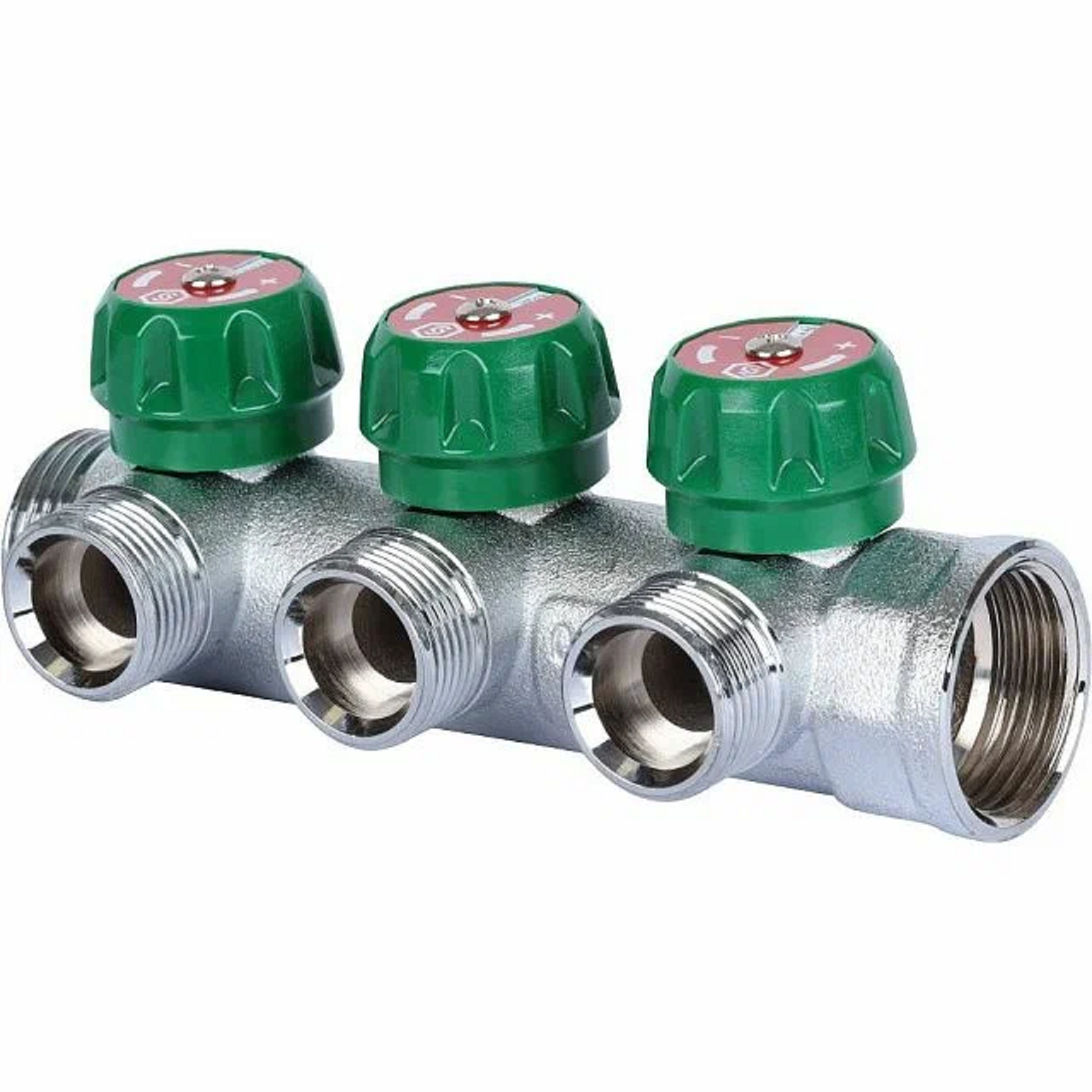 Коллектор Stout SMB-6850-013403 1" х 3 х 3/4" хромированный, евроконус 3 выхода