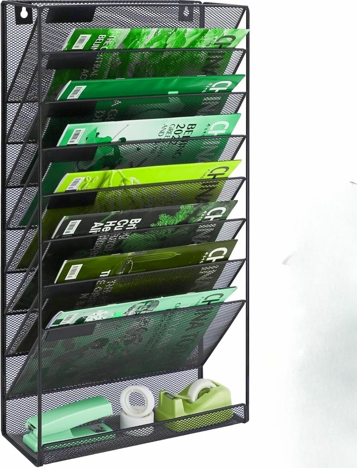 Органайзер для канцелярии 9 уровней вертикальный, Лоток для бумаг металлический, подставка канцелярская А4