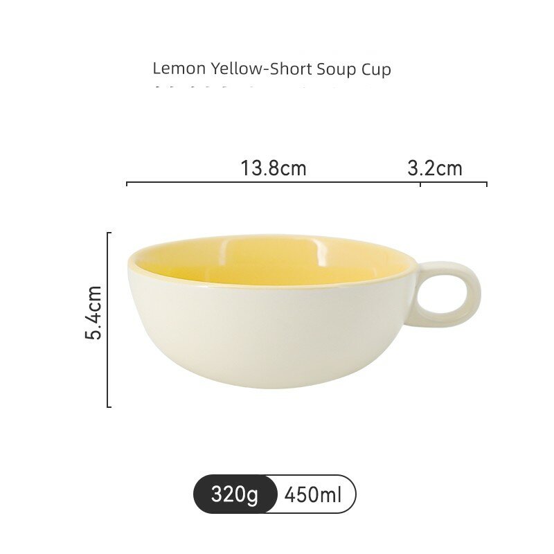Лимонно-желтая керамическая кружка с широким горлом для ежедневной рутины