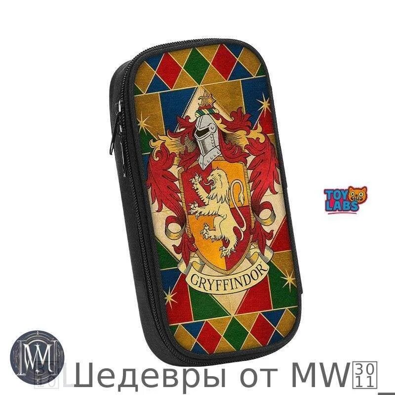 Пенал школьный Гарри Поттер (Harry Potter), Хогвартс, Слизерин и Гриффиндор, холщовый, для мальчиков, начальная школа