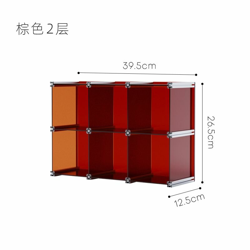 Акриловая настольная полка для хранения с разделителями для чашек, многофункциональный органайзер из алюминиевого профиля, требует сборки, в индустриальном стиле, ручной работы.