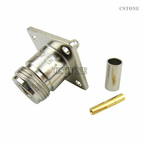 N гнездовой (гнездо) разъём 4 отверстие фланец (панельный монтаж) для RG58 кабель, обжим/пайка