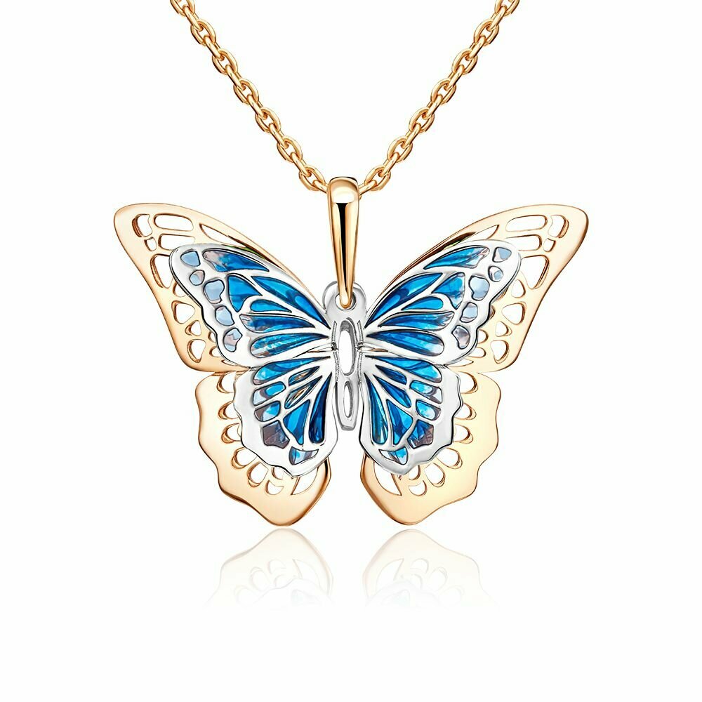 Подвеска, комбинированное золото, 585 проба, родирование, эмаль