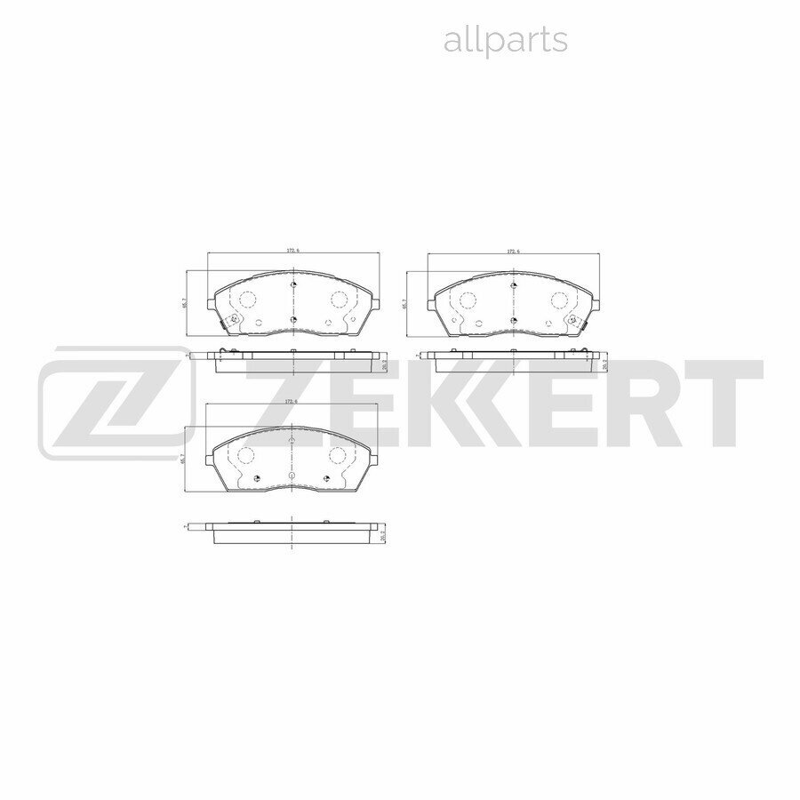 ZEKKERT BS-1522 Колодки тормозные дисковые передние Jac Sunray 10- Sollers Atlant 10-
