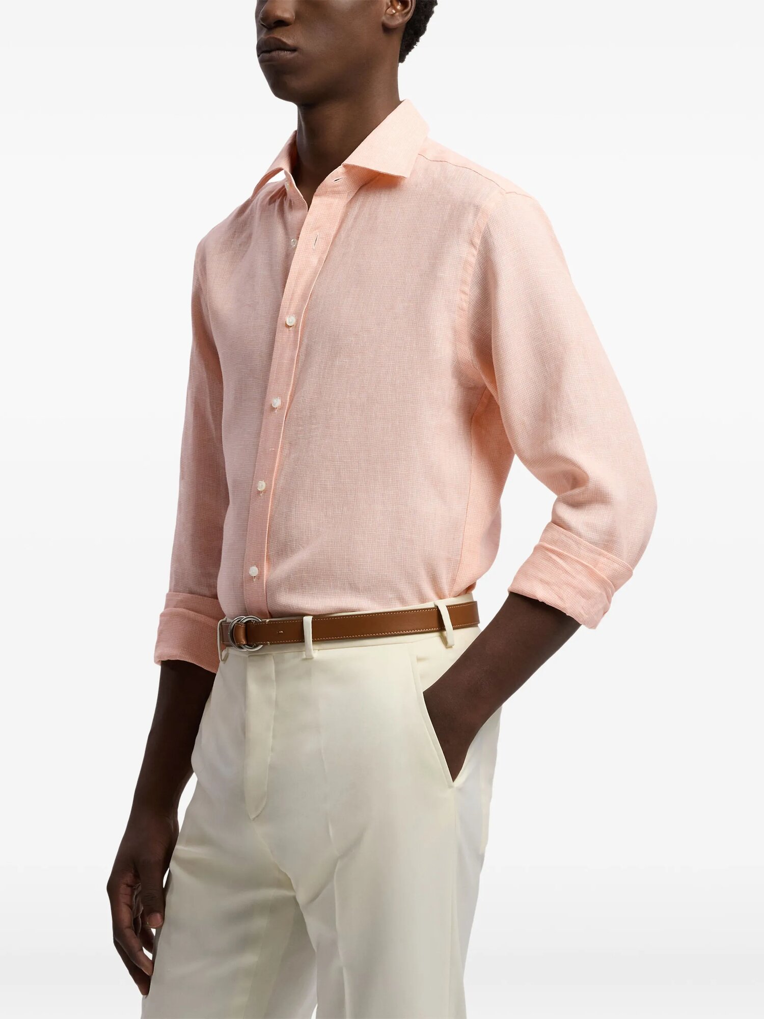 Рубашка Ralph Lauren Purple Label Check-pattern long-sleeve shirt, размер 2XL, orange — фото 1