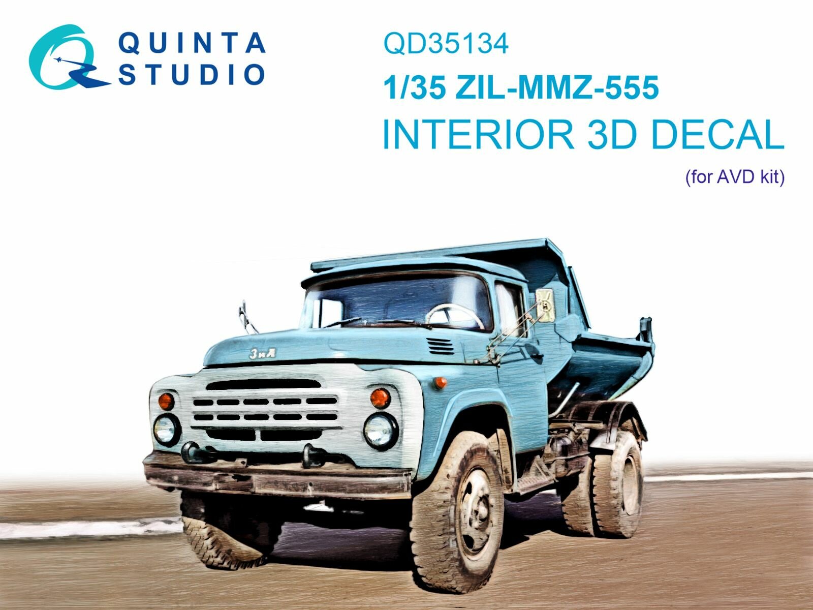 QD35134 1/32 3D Декаль интерьера кабины ЗиЛ ММЗ-555 (AVD)