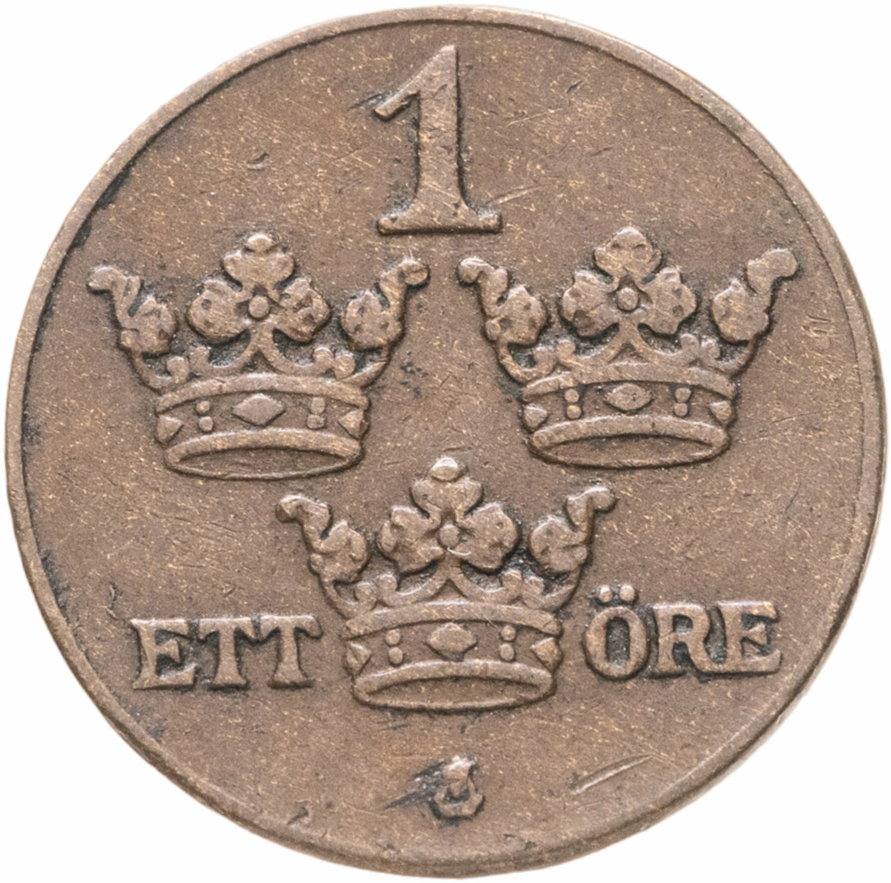 Швеция 1 эре ore 1934, Бронза, в сохранности VF