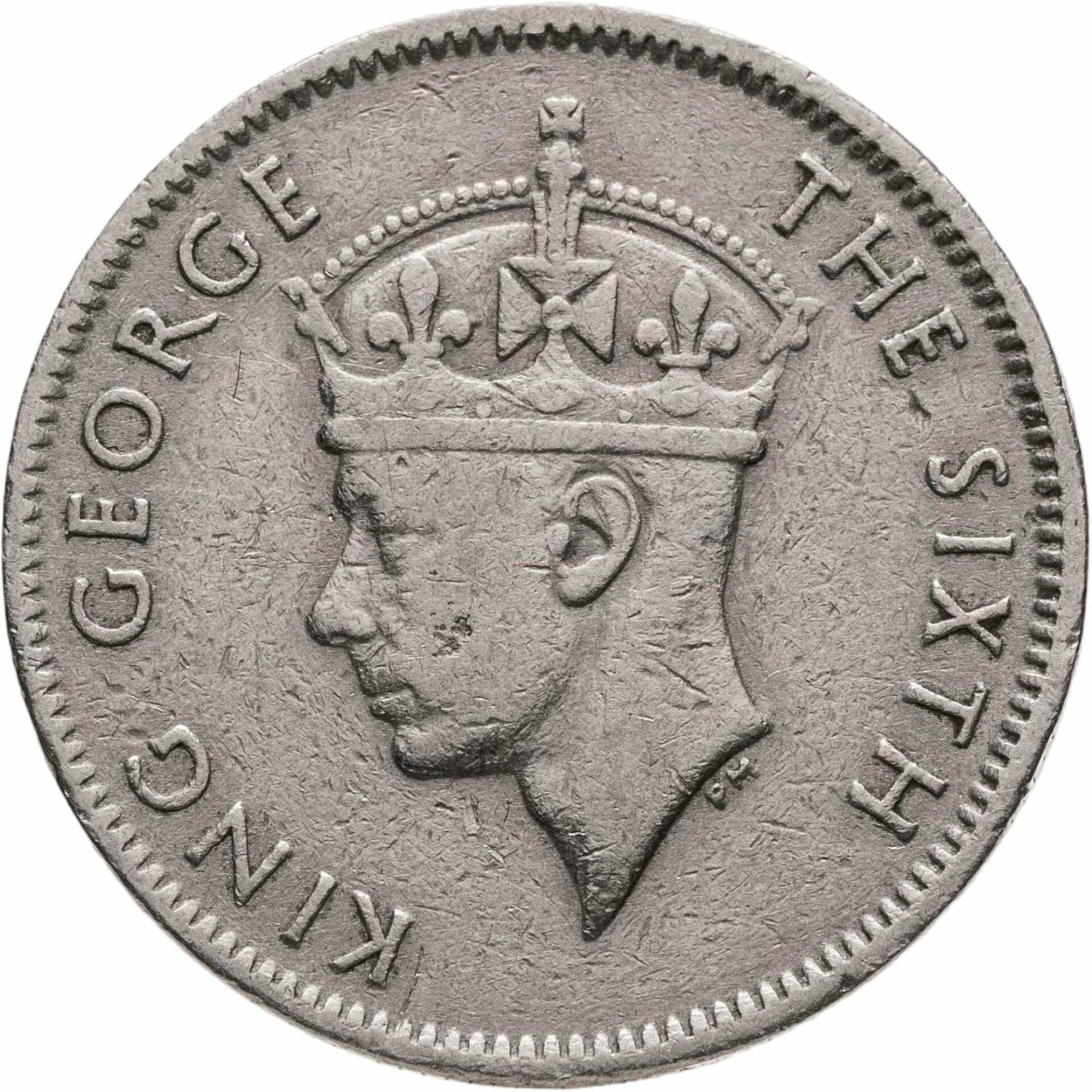 Маврикий 1/4 рупии rupee 1950, Мельхиор медь-никель, в сохранности VF