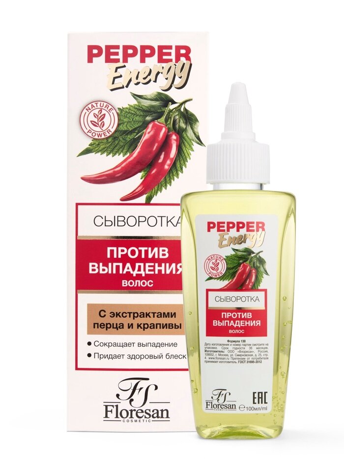 Сыворотка против выпадения волос с экстрактами перца и крапивы серия "Pepper Energy", 100 мл 1103543