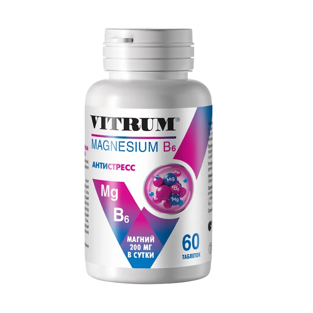 Витрум Магний В6/Vitrum Magnesium B6 таблетки покрыт. об. массой 1200 мг 60 шт