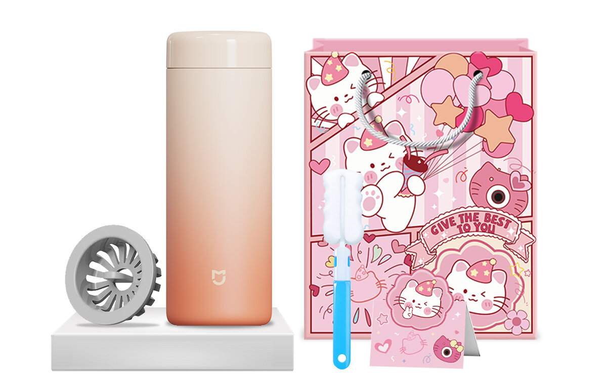 Термокружка унисекс Xiaomi Mi Home Mini, 350 мл, Snow Mountains Sunset, Cute Cat Surprise Set