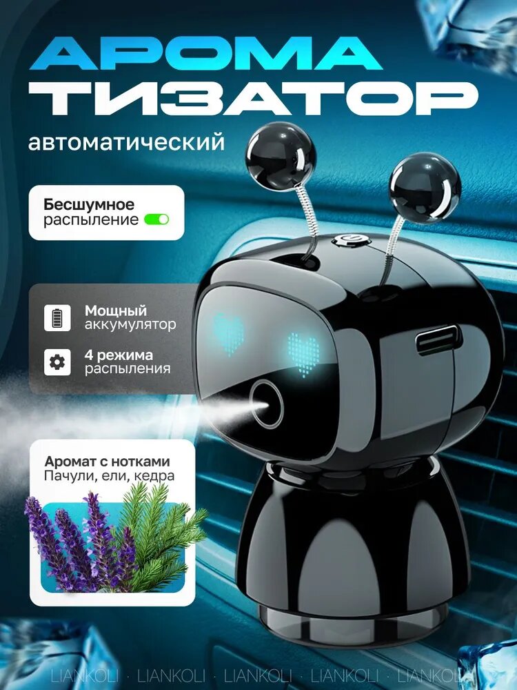 Ароматизатор для автомобиля автоматический Умный Робот на дефлектор, освежитель воздуха в салон, Liankoli