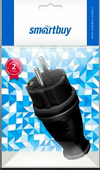 Вилка евро с з/к 16А Smurtbuy IP44 2P+PE SBE-16-P07-R