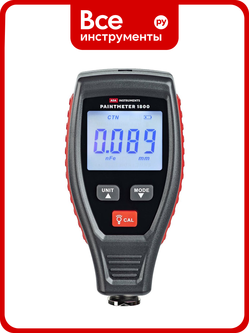 Толщиномер лакокрасочного покрытия ADA PaintMeter 1800 А00656, для работы в лабораториях