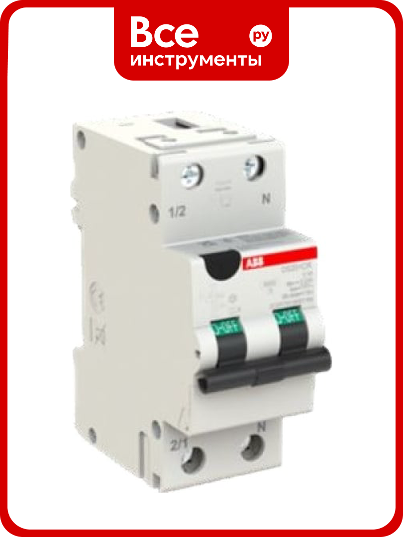 Дифференциальный автомат (АВДТ) ABB 2-полюсный (1P+N) 20А C 30мА тип AC 6кА
