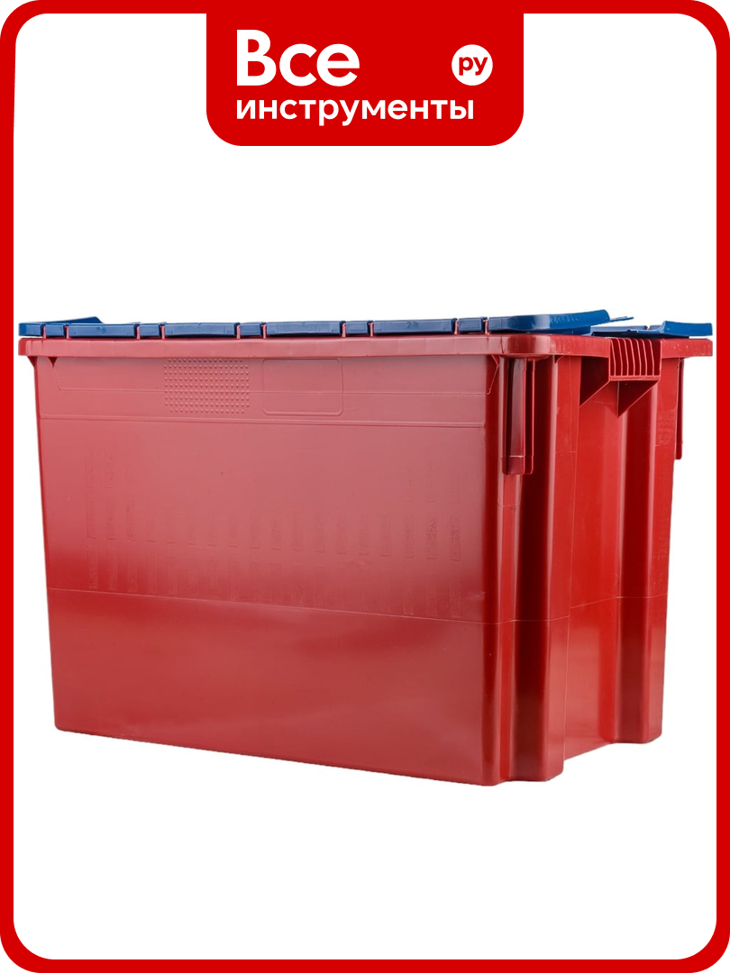 Ящик Тара. ру п/э 600х400х400, сплошной, с синей крышкой, Safe PRO, красный 18658