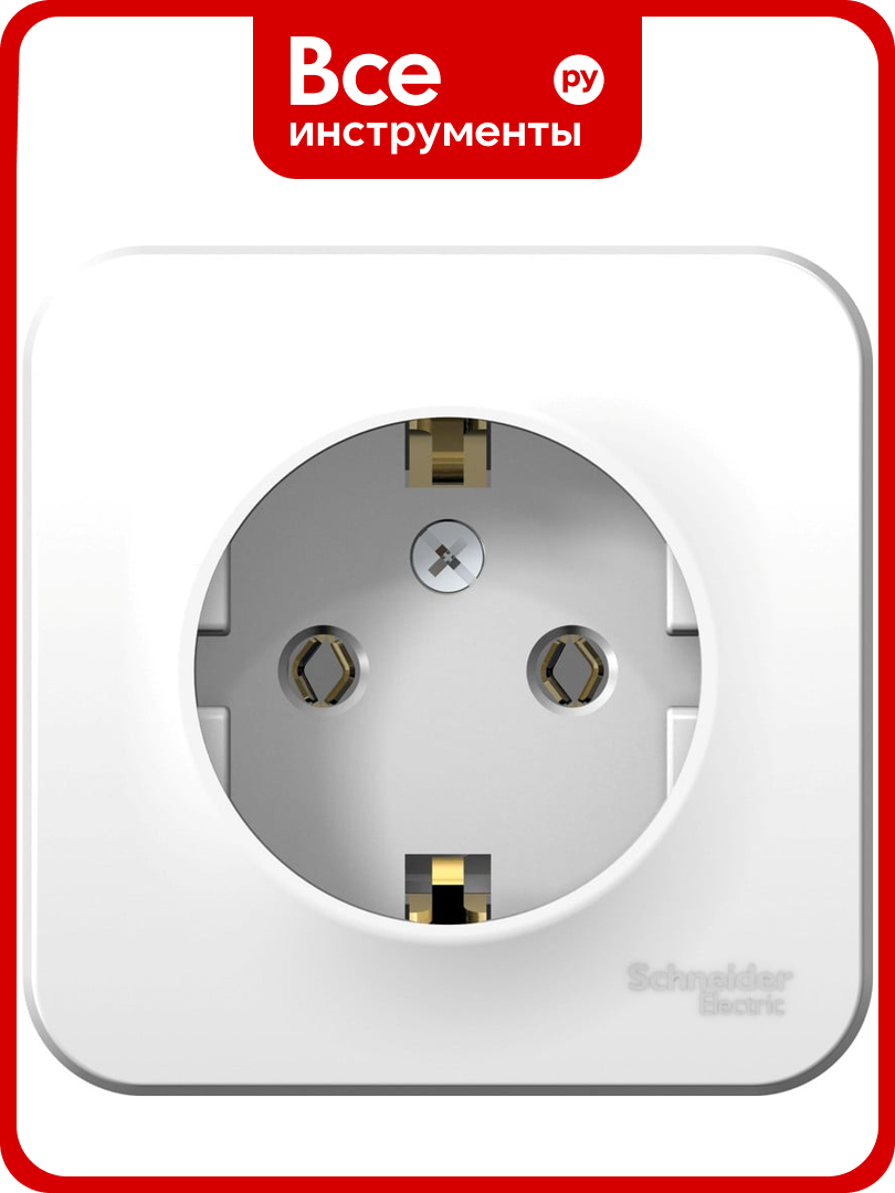 Розетка Systeme Electric BLANCA, открытой установки, с заземлением, без шторок, белый BLNRA010111, пластиковый