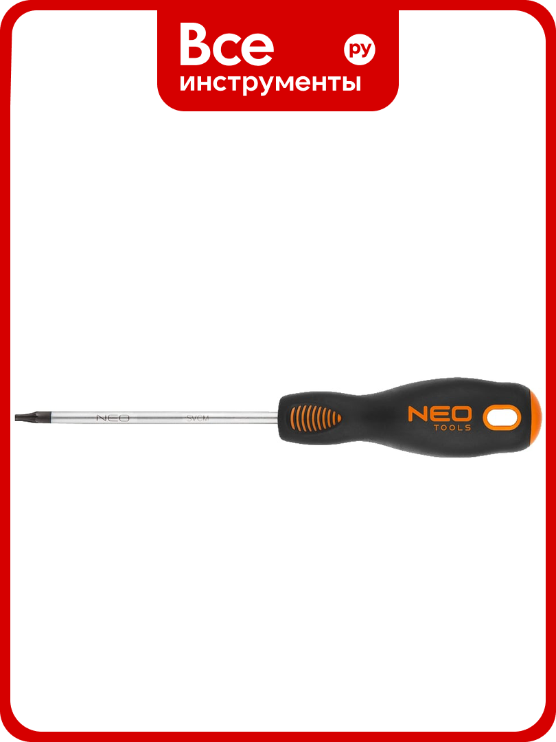 Отвертка NEO Tools Torx T20, профессиональная, двухкомпонентная рукоять, магнитный наконечник, черно‑оранжевый