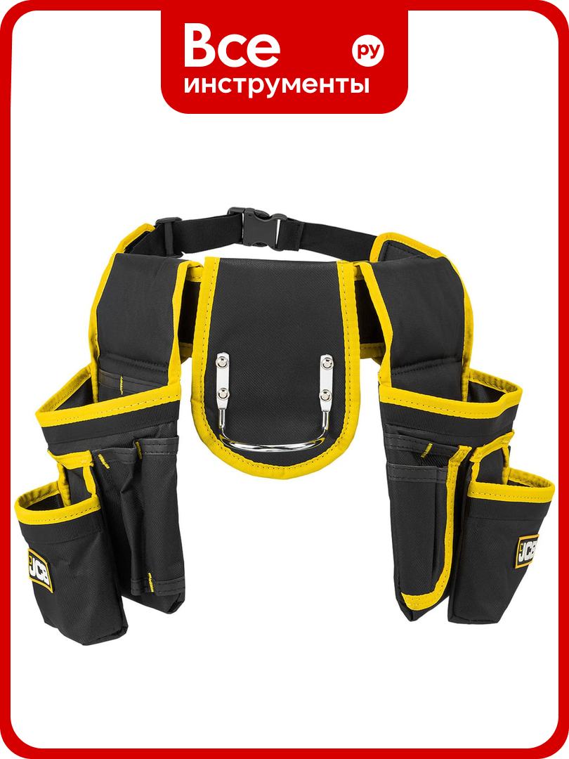 Сумка поясная JCB JCB-90240(62305) из синтетического материала, двухсекционная для инструмента, черно‑желтый