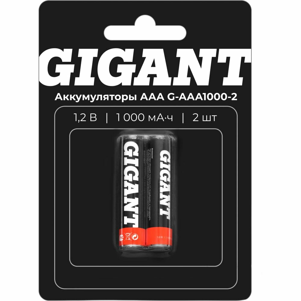 Аккумуляторы Gigant размера ААA, емкостью 1000 мАч - 2шт. G-AAA1000-2