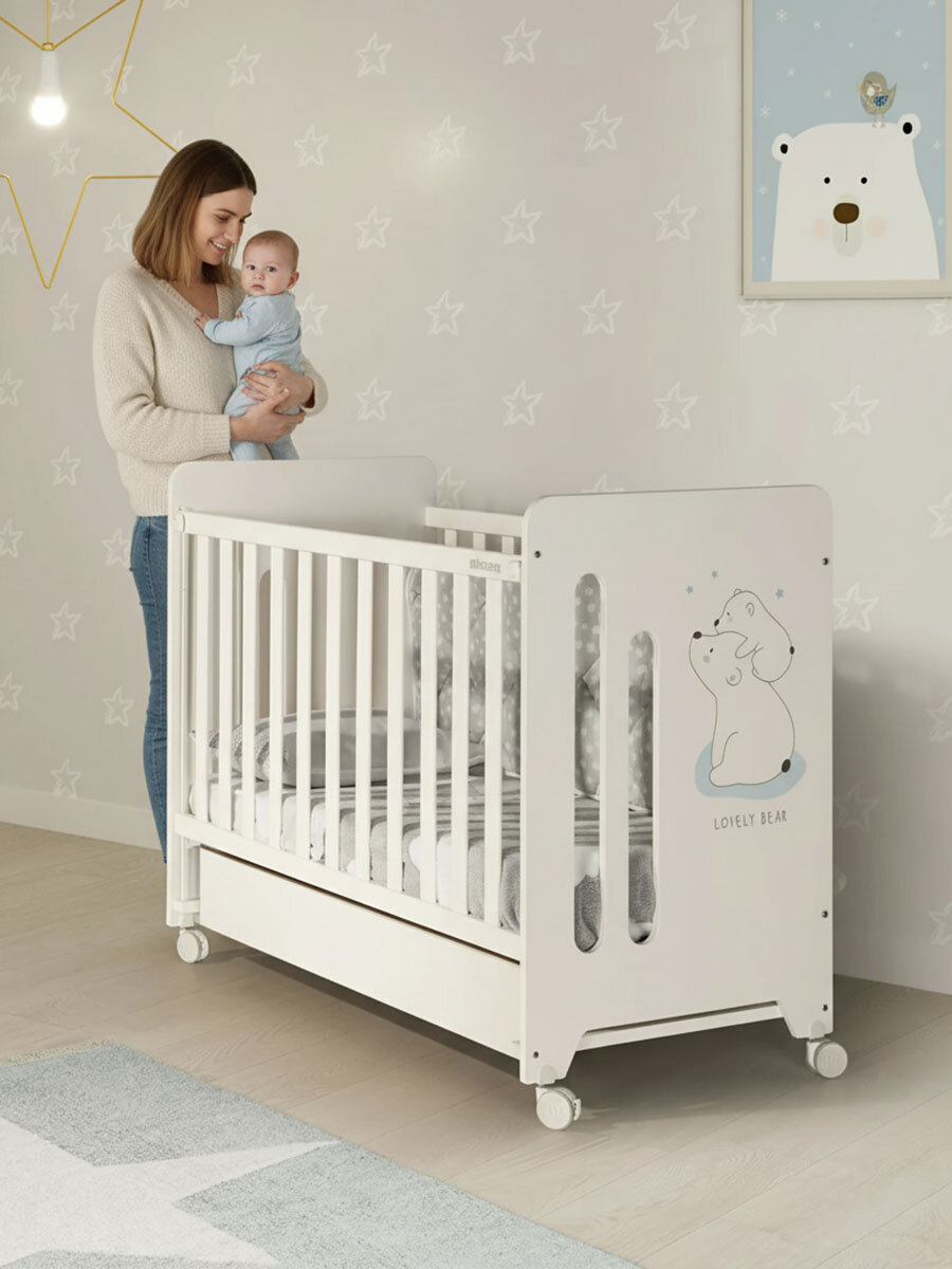 Кровать Micuna Polar Bear 120*60 white, 3 уровня ложа, белый