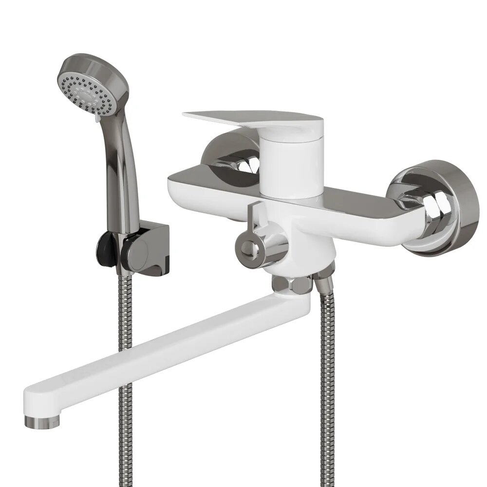 Смеситель для ванны и раковины 35k MIXLINE ML41-02 "Swan White" белый/хром