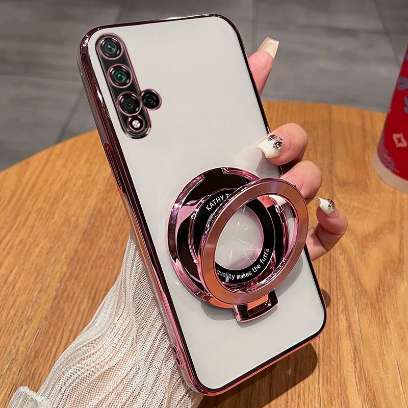 Прозрачный силиконовый чехол с электропокрытием для Huawei nova 5 Pro, розовое золото, противоударная защита