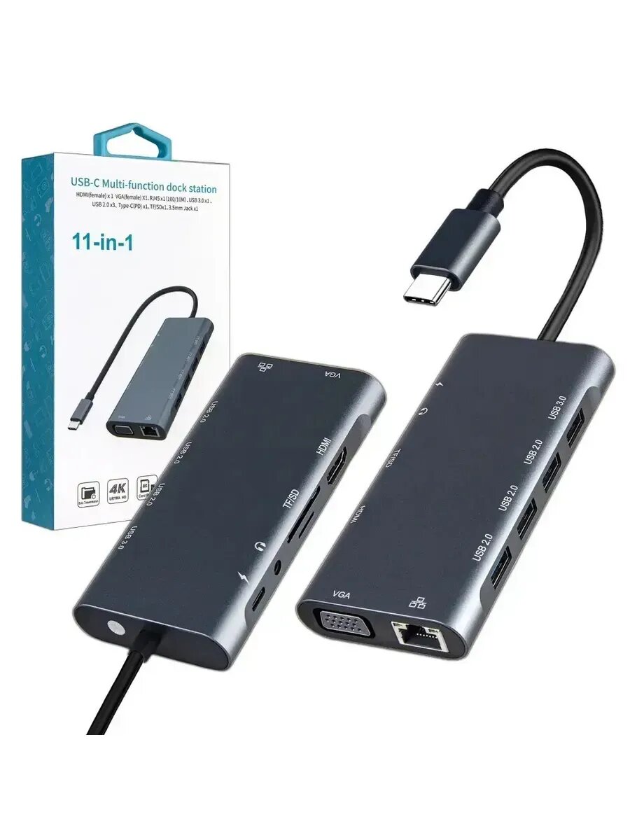 Мультихаб USB-C 11 в 1 с HDMI и Ethernet