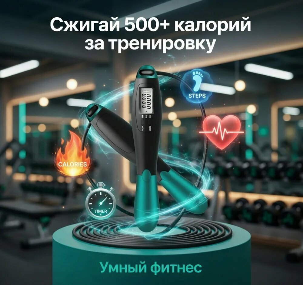 Умная скакалка с счетчиком калорий и LCD экраном
