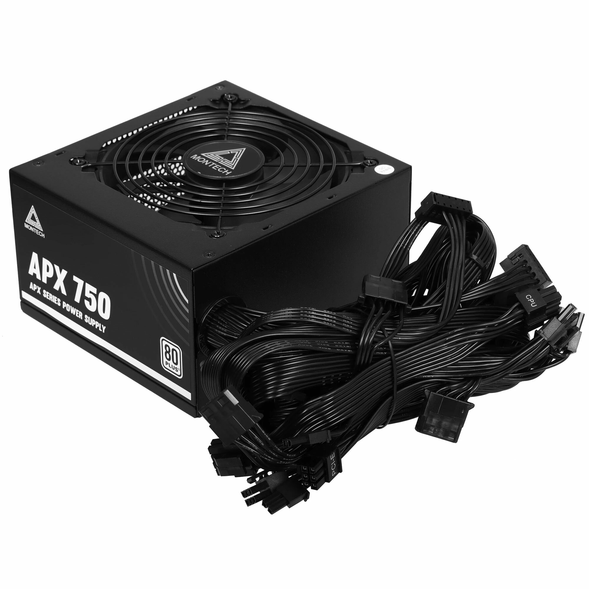 Блок питания Montech APX 750W 80 Plus Standart (XWYA11-750W) черный - ATX 20+4 пин, 4 pin + 4 pin x2 CPU, 6 SATA, 4 x 6+2 pin PCI-E