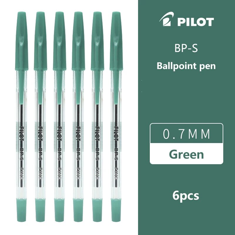 Шариковые ручки PILOT BP-S 0.7 мм, изумрудный, 6 шт.