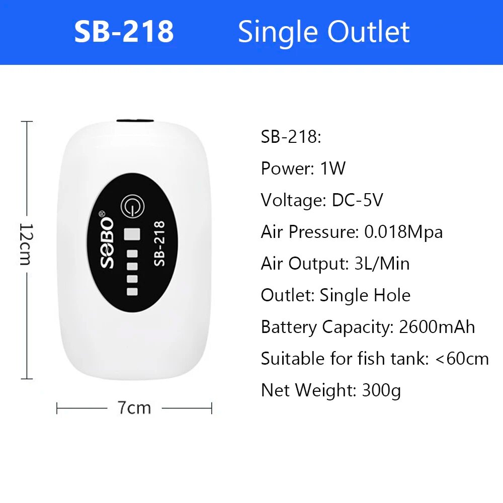 Портативный кислородный компрессор для аквариума SB-228 4800 мАч