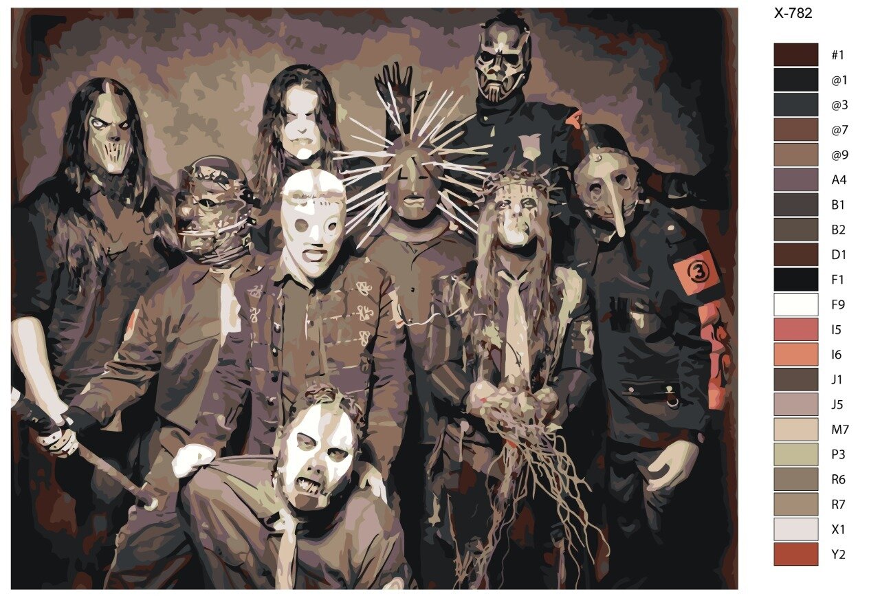 Картина по номерам X-782 "Рок-группа Slipknot" 60х80