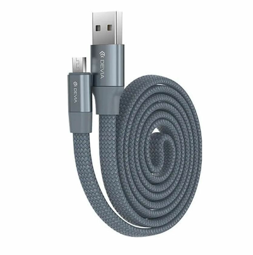 Кабель USB-microUSB Devia Ring Y1, серый, 0,8 м
