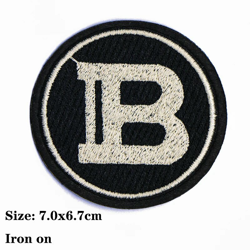 Вышитая нашивка с буквой B, черная, 7.0x6.7 см, Iron on
