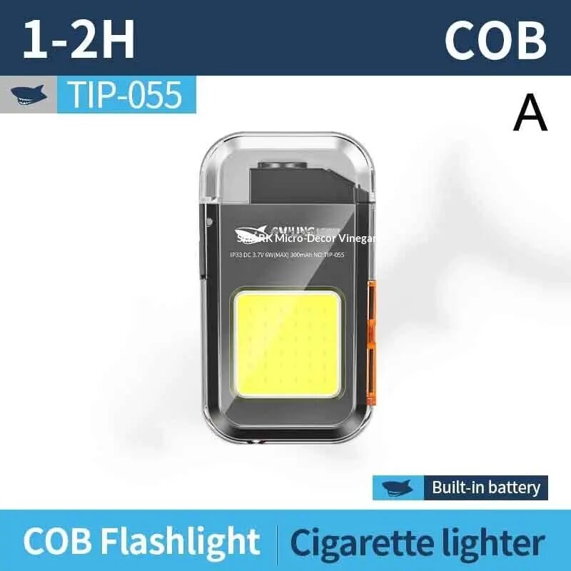 Фонарь COB с зажигалкой, перезаряжаемый Type-C, Цвет: A