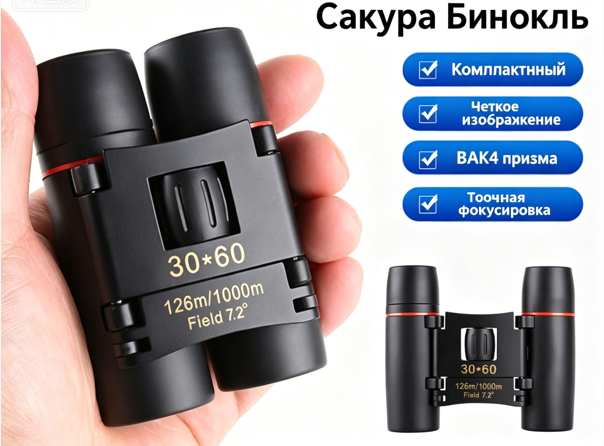 Портативный бинокль 30x60 — четкий взгляд на мир в любых условиях!