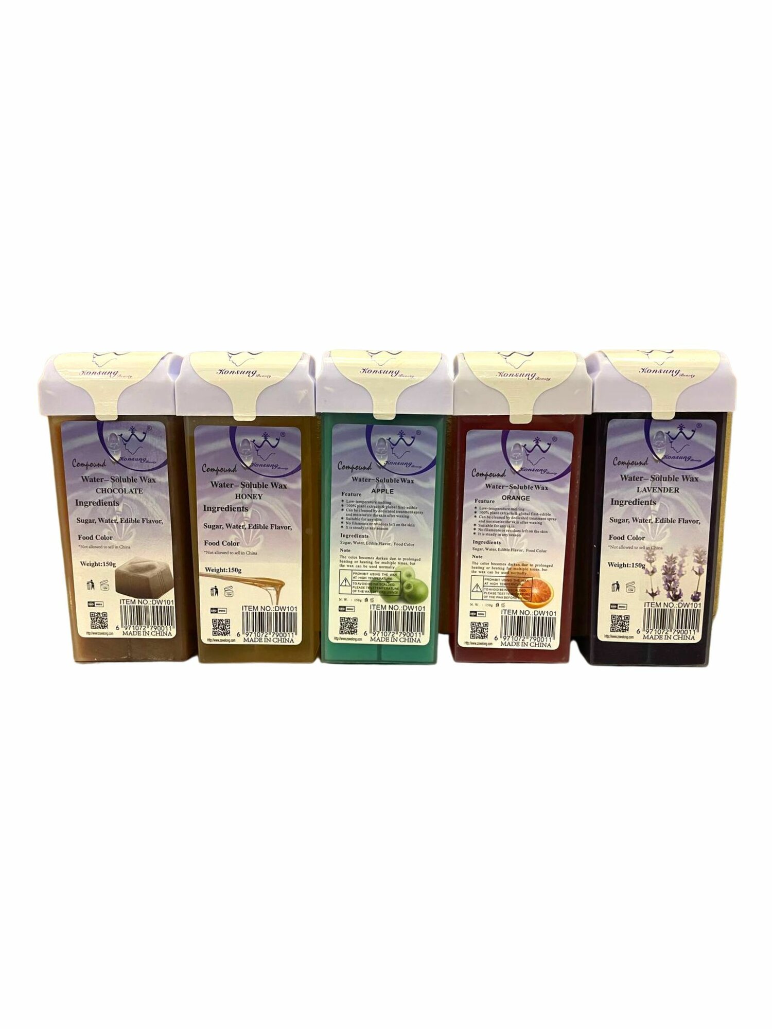 Konsung Beauty, Воск для депиляции в картридже 5 шт: Клубника, Шоколад, Роза, 2 шт Молоко, для эпиляции, для удаления волос
