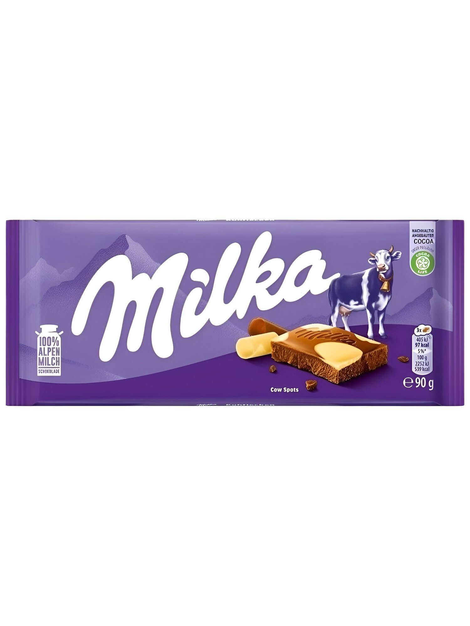Шоколадная плитка Milka Cow Spots из молочного и белого шоколада, 90 гр. (Швейцария)