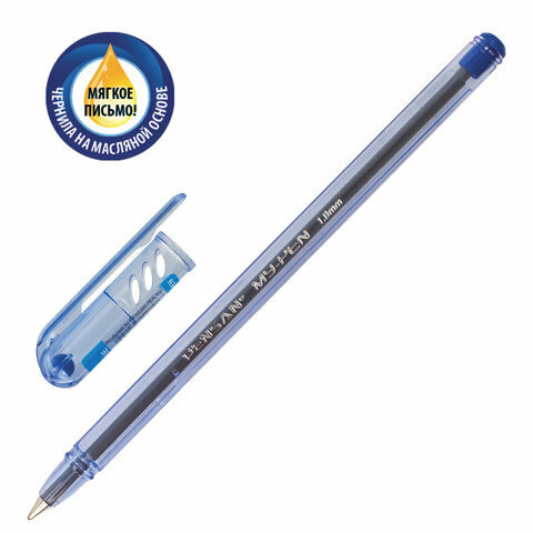 25 шт. Ручка шариковая масляная PENSAN "My-Pen", синяя, корпус тонированный синий, узел 1 мм, линия письма 0,5 мм, 2210