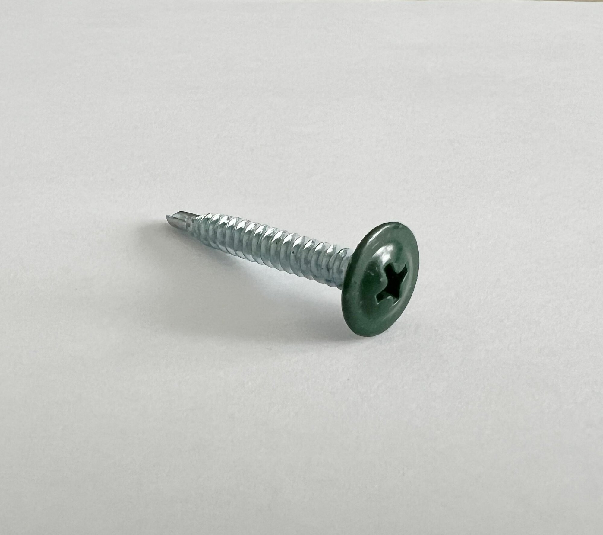 Комплект Саморез с пресс шайбой сверло 4,2*19 RAL 6005, кол-во 100 шт.