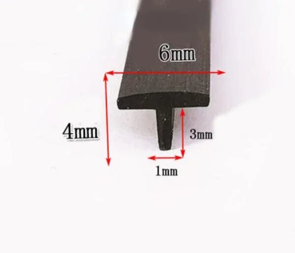Резиновая уплотнительная лента Т-образная 4x6mm