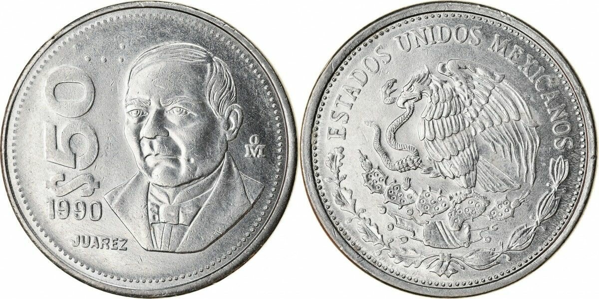 Мексика 50 песо, 1988 - 1992 Бенито Хуарес UNC