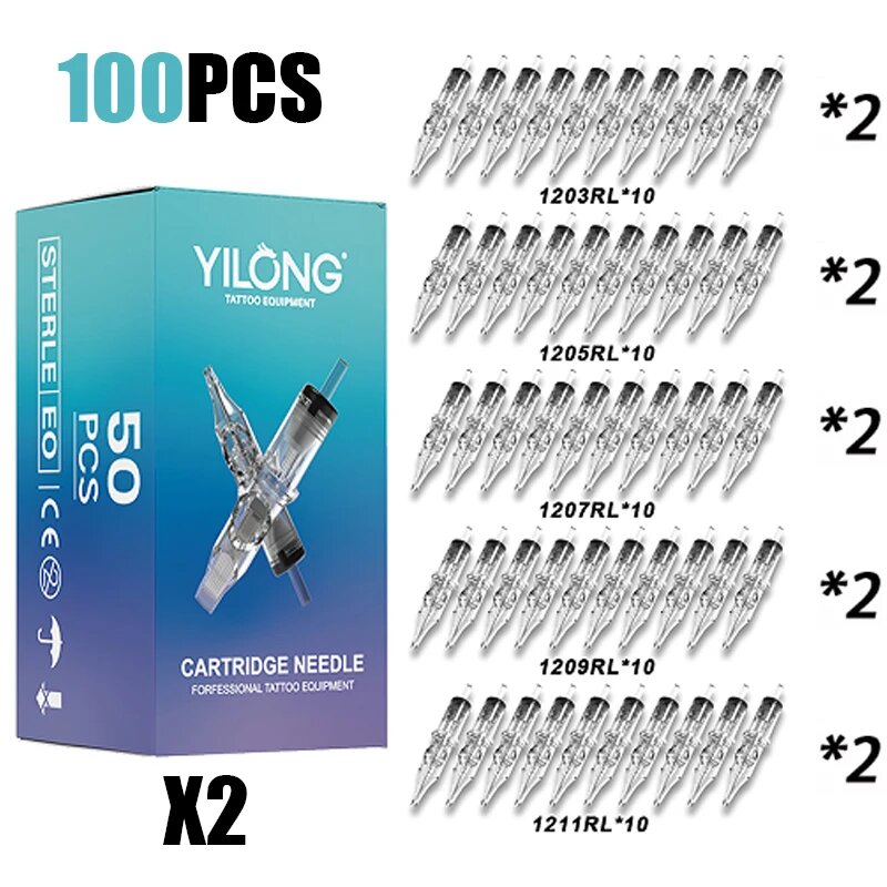 Иглы для тату YILONG 100шт, Mix1