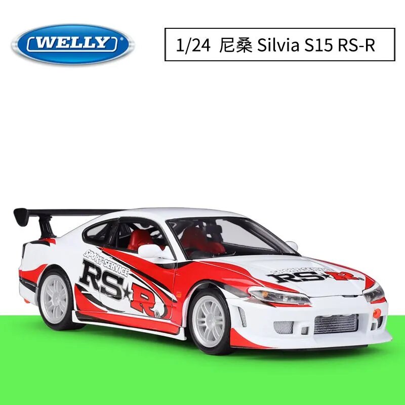 WELLY 1:24 Nissan Silvia S15 RS-R Racing Car Alloy Model Детские игрушки, подарки от коллекционеров, эксклюзивные модели