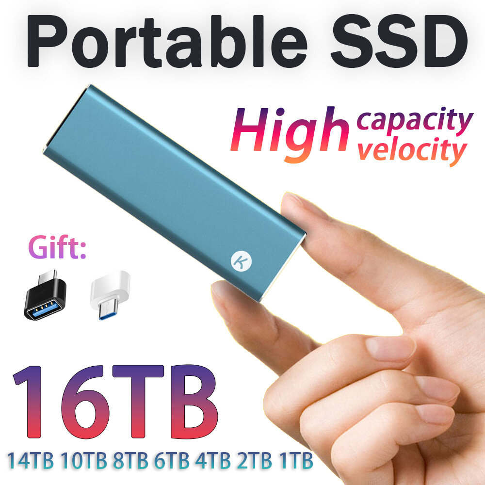 Портативный SSD твердотельный накопитель 500ГБ, синий, внешнее хранилище для ноутбуков и ПК