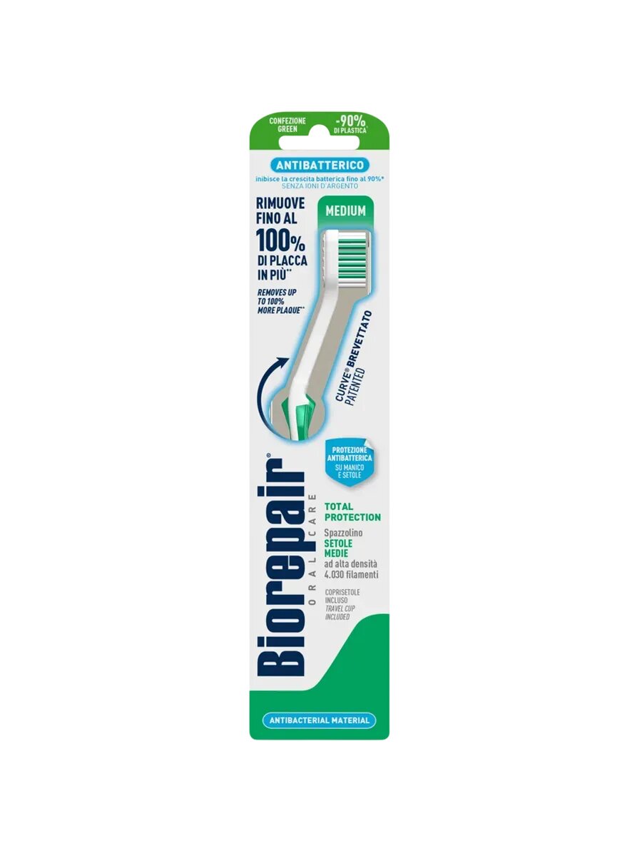 Biorepair Зубная щетка Curve Protezione Totale изогнутая для комплексной защиты medium 1 шт