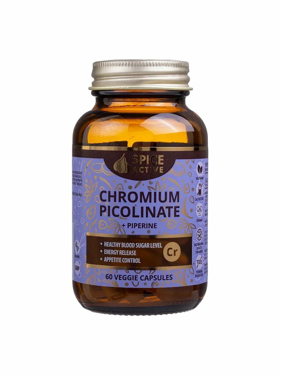 Спайс Актив/Spice Active Пиколинат хрома с пиперином / Chromium Picolinate + Piperine капсулы по 0,18 г 60 шт